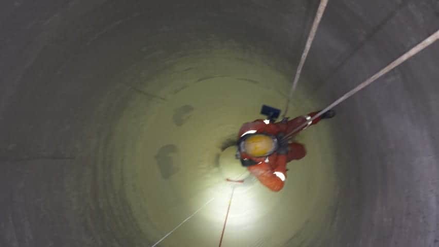 Rope access silo cleaning